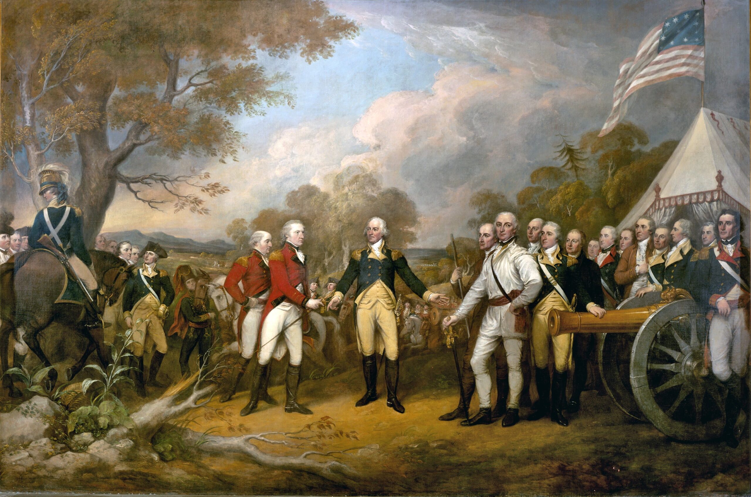 General Horatio Gates stand in the center as British General Burgoyne ...