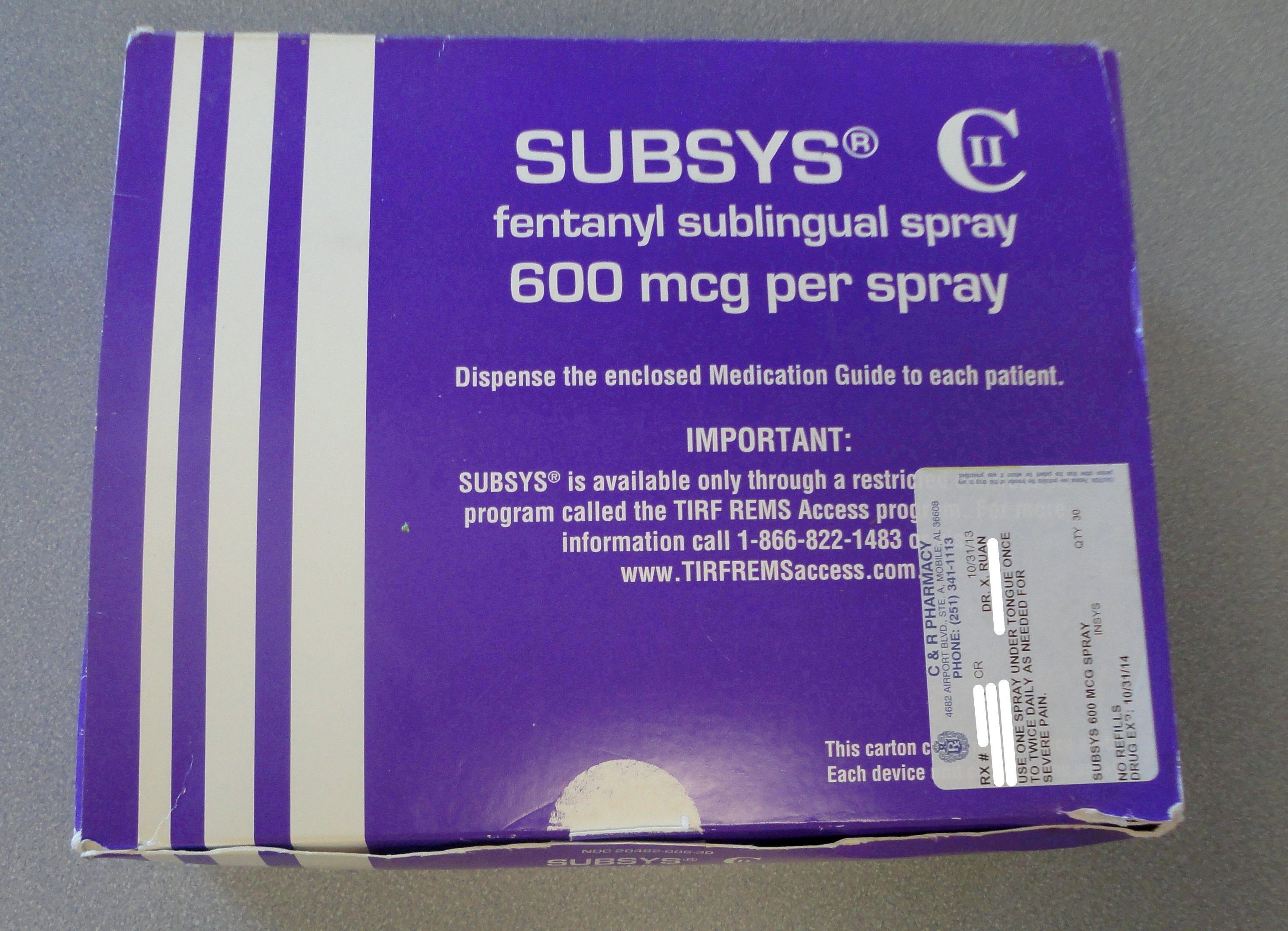 FILE PHOTO: A box of the Fentanyl-based drug Subsys appears in an ...
